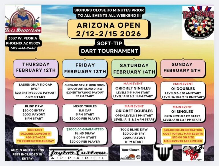Arizona Open Soft-Tip Dart Tournament Phoenix AZ 2026 - DartHub.net
